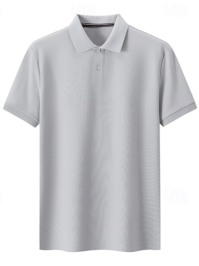 Men's Polo Knit Polo Sweater Business Casual Lapel Short Sleeve Formal ...