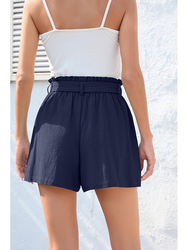 Women's Faux Cotton Linen Shorts Slacks Streetwear Casual Short Natural ...
