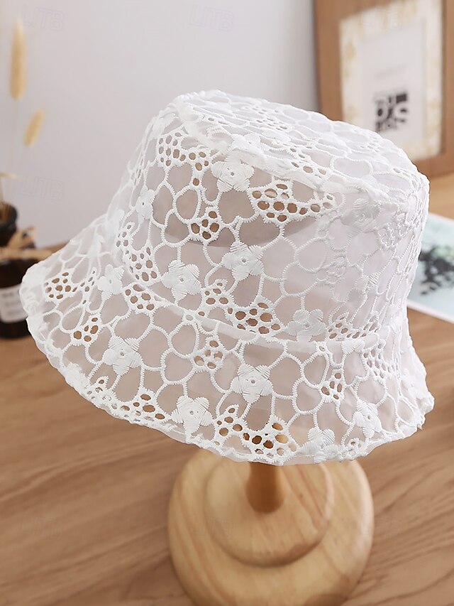 Women's Lace Bucket Hat – Elegant Floral Mesh Sun Hat, Breathable ...