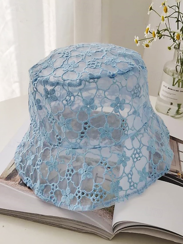 Women's Lace Bucket Hat – Elegant Floral Mesh Sun Hat, Breathable ...