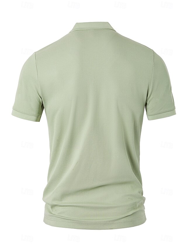 Men's Polo Knit Polo Sweater Business Casual Lapel Short Sleeve Formal ...