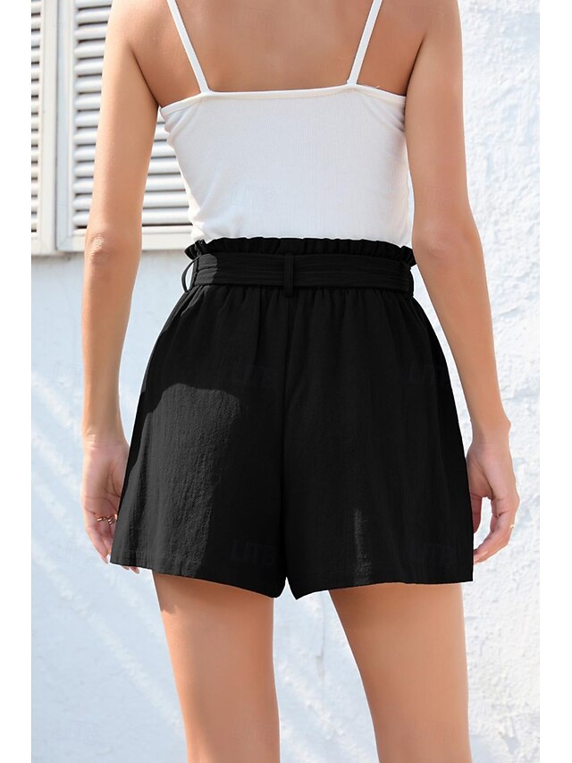 Women's Faux Cotton Linen Shorts Slacks Streetwear Casual Short Natural ...