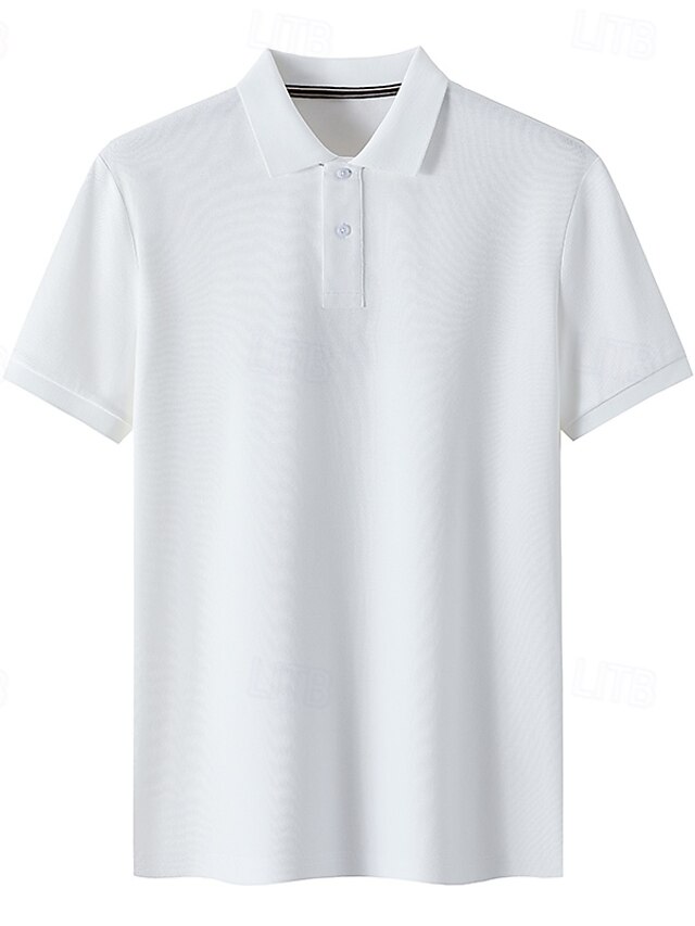 Men's Polo Knit Polo Sweater Business Casual Lapel Short Sleeve Formal ...
