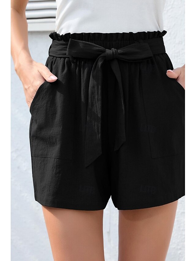 Women's Faux Cotton Linen Shorts Slacks Streetwear Casual Short Natural ...