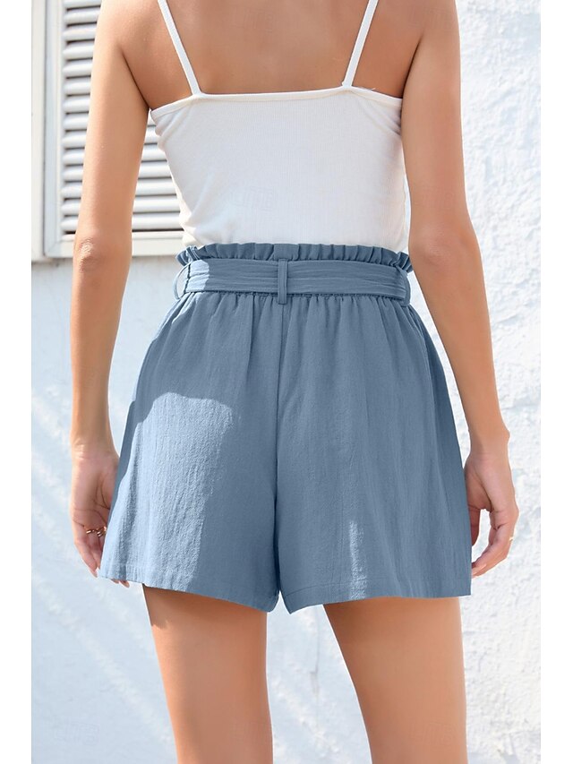 Women's Faux Cotton Linen Shorts Slacks Streetwear Casual Short Natural ...