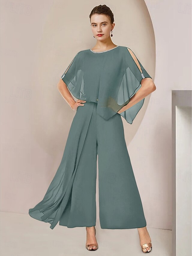 Jumpsuits Ankle Length Mother of the Bride Dress Sleeveless Scoop Neck ...
