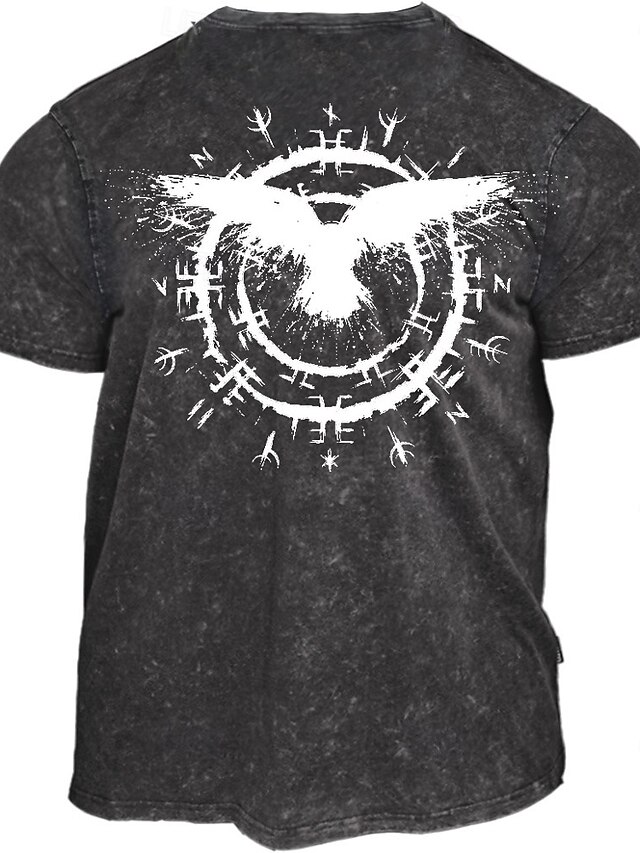 Mens Short Sleeve Graphic T-Shirt with Viking Raven & Runic Symbols ...