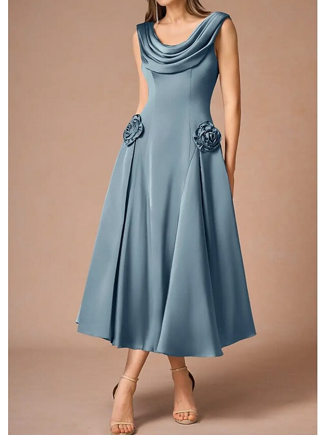 A-line robe de la mère de la mariée élégante vintage simple col en ...