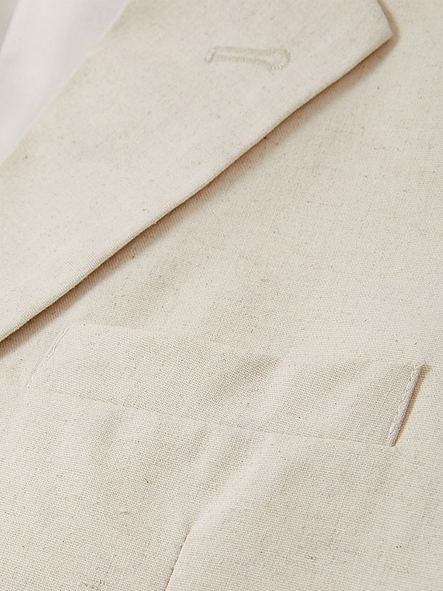 Men's Linen Suits Casual Summer Wedding Beige Fashion Lightweight Suits ...