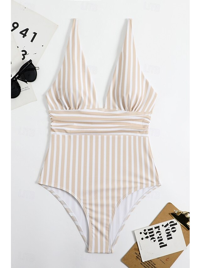 Women's Swimwear One Piece Swimsuit Ruched slimming Backless Tropical ...