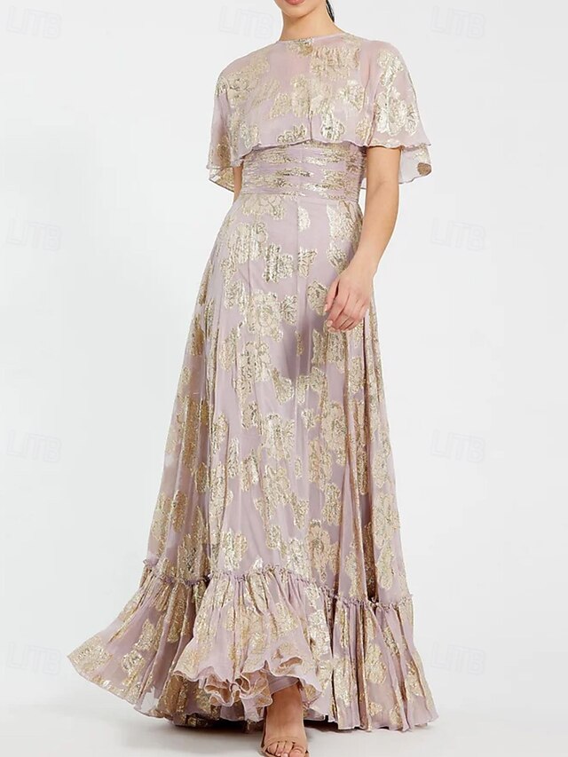 Robe Cape Brocart Métallique Dentelle Florale Robe de la Mère de la ...