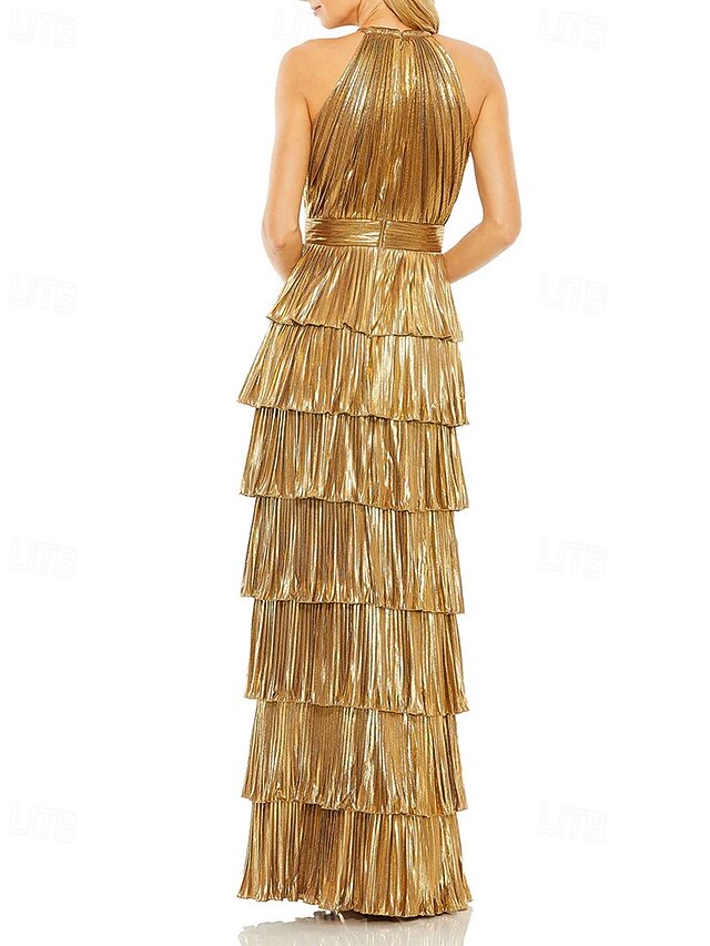 Gold Prom Dresses Tiered Gold Evening Dress Formal Semi Formal Wedding ...