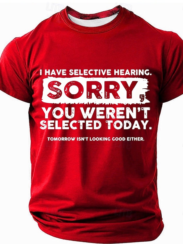 Men's Funny Selective Hearing T-Shirt - Sarcastic Quote Graphic Tee ...