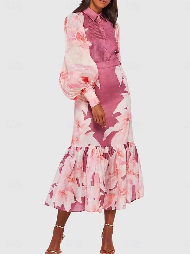 A-Linje Skjorte Kjole Cocktail Kjole Bryllup Bryllups gjest Midi Lengde ...