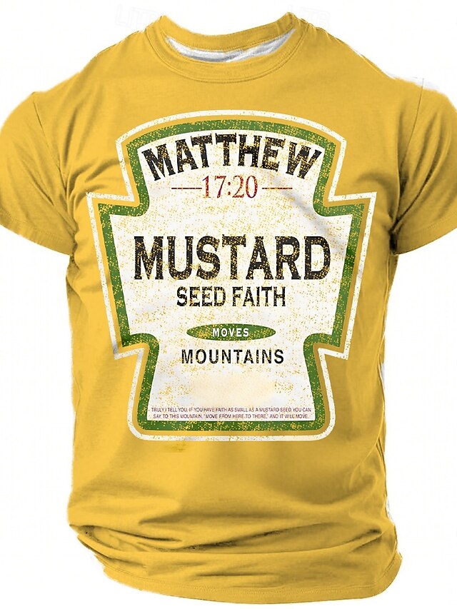 Men's Faith Graphic T-Shirt | Matthew 17:20 Mustard Seed Moves ...