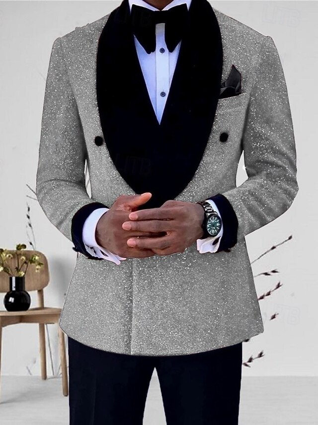 Men's Tuxedos Suits Party Mardi Gras Silver Black Spring, Fall, Winter ...