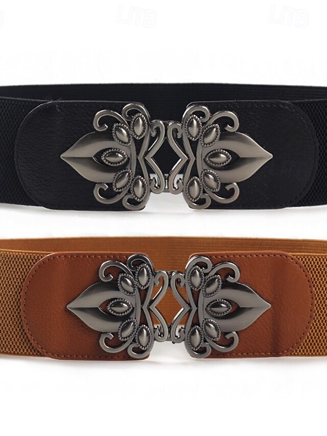 Women's Belt PU Black White Red Navy Blue Camel Waist Belt Street Daily ...