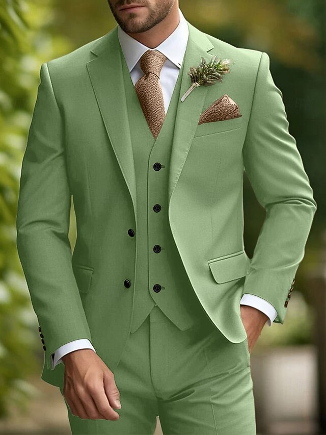 Men's Wedding Spring Wedding Suits Notch Burgundy Khaki Daily Business ...