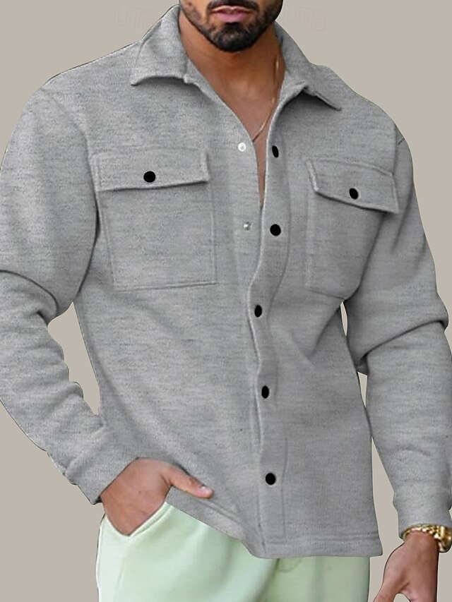 Men's Shirt Jacket Transition Jacket Daily Lightweight Pocket Spring ...