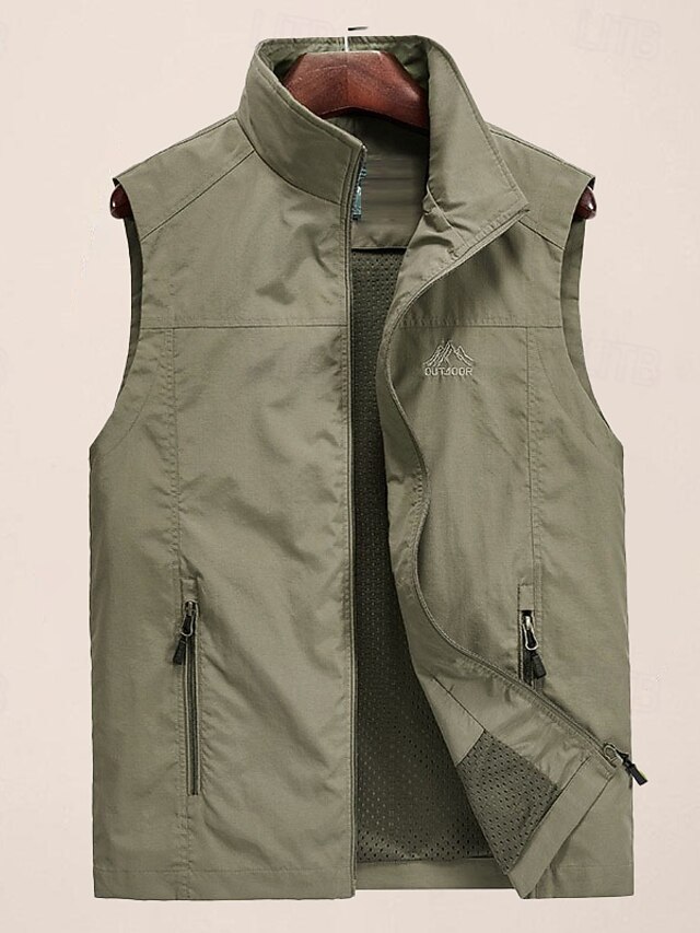 Men's Fishing Vest Sleeveless Vest Outdoor Casual Spring Fall Zipper ...