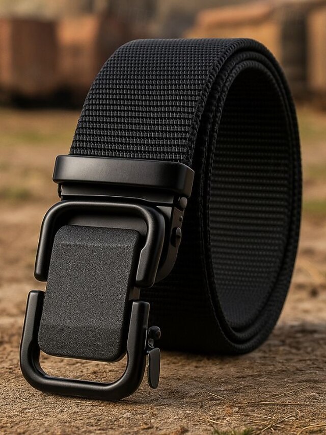 Men's Nylon Belt Outdoor Belt with Metal Buckle Automatic Buckle Nylon ...