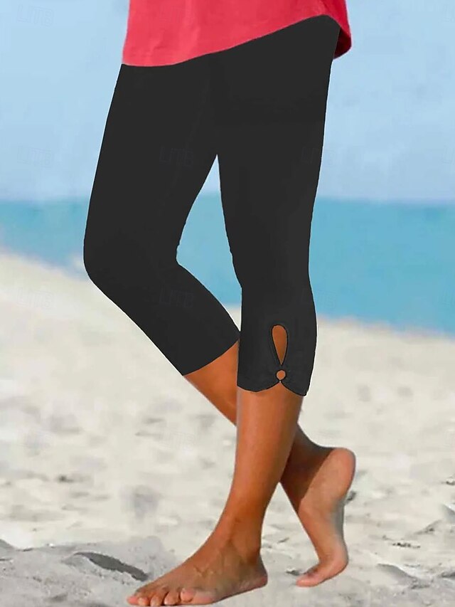 Women's Slim Capri Pants Leggings Vacation Vintage Ethnic Style Capris ...