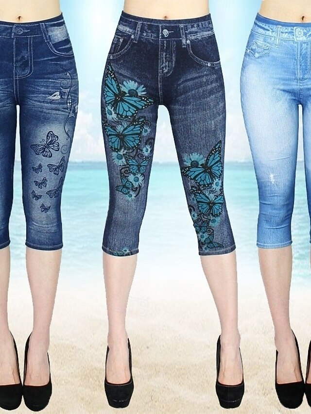 Women's Leggings Capri Pants 3D Print Vacation Vintage Casual Calf ...
