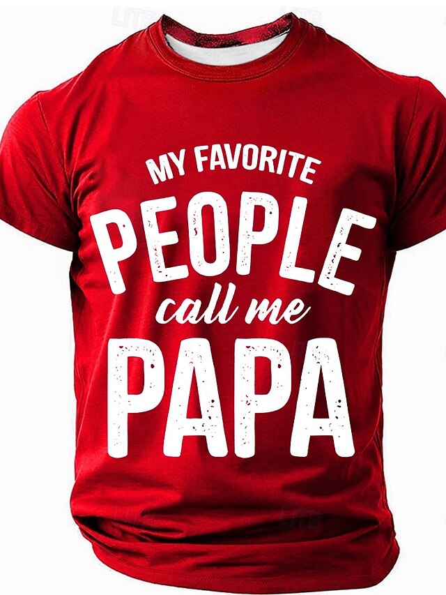 Men's Funny Slang Papa Dad T Shirt Short Sleeve T shirt 3D Print Crew ...