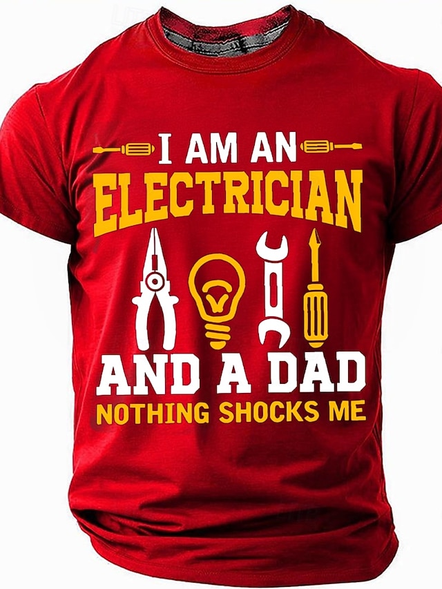 Men's Electrician Dad T-Shirt - Funny "Nothing Shocks Me" Punny Short ...