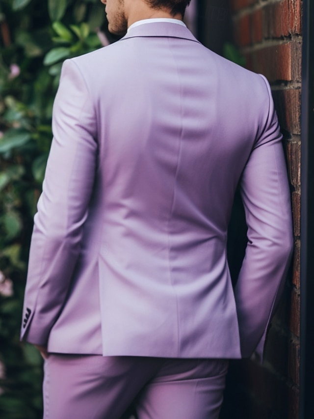 Men's Wedding Party Suits Lilac Purple Summer Fashion Formal Solid ...