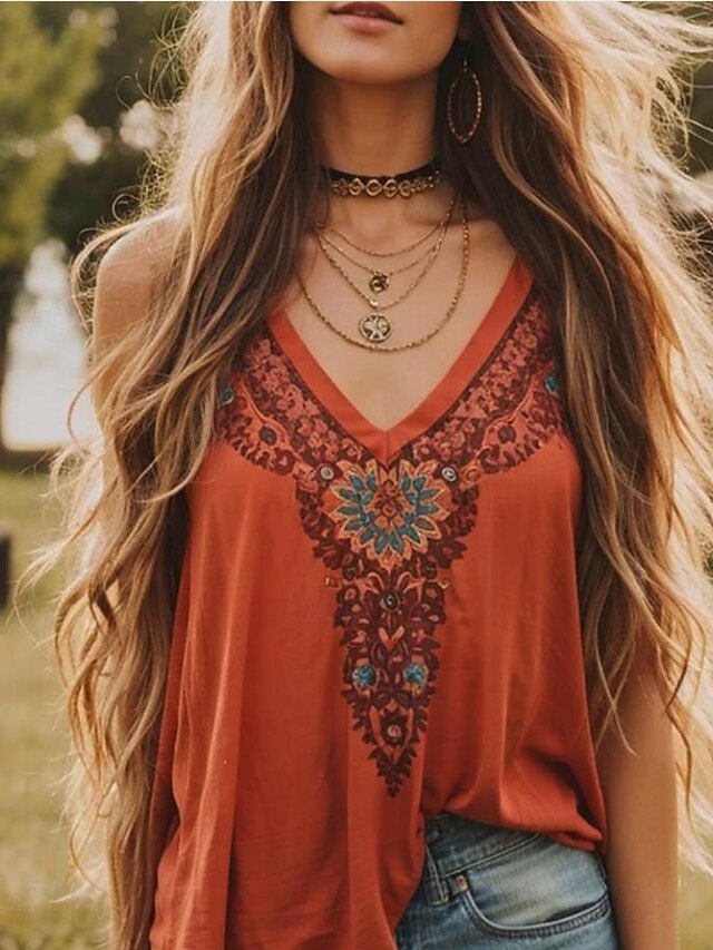 Women's Blouse Floral Graphic Paisley Bohemia Vintage Tropical ...