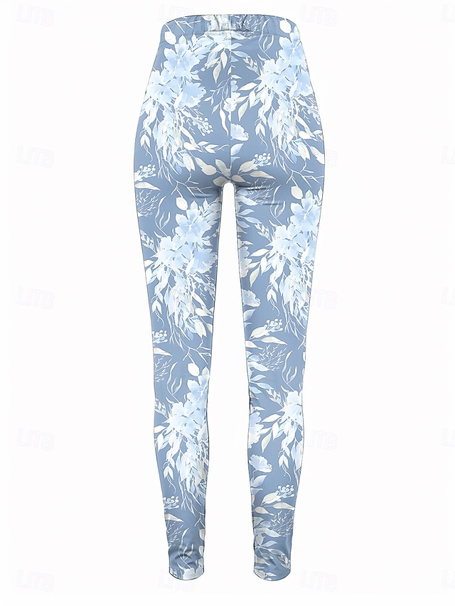 Women's Leggings Vintage Fashion Casual Ankle-Length High Waist Floral ...