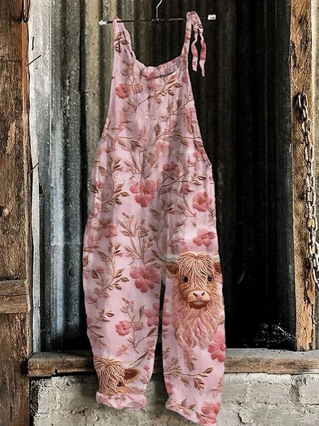 Women's Overalls Basic Casual Full Length High Waist Heart Graphic ...