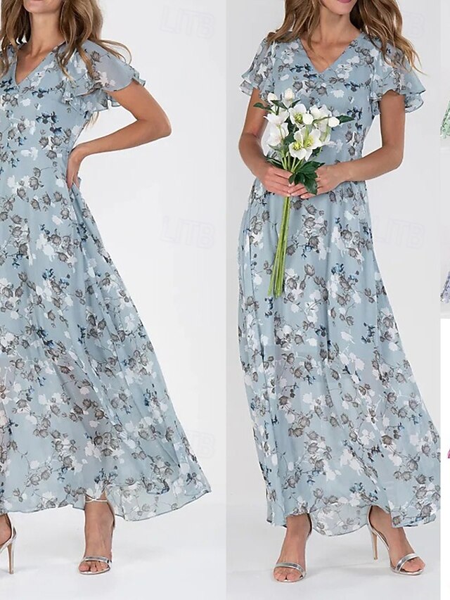 Dames Halflange jurk Cocktail jurk Bloemetjesjurk Jurk met print Modieus Modern Buiten Vakantie ...