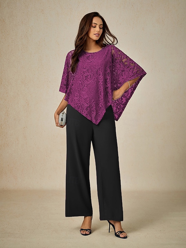 Women's Blouse Dressy Tops Lace Patchwork Layered Plain Elegant Half ...