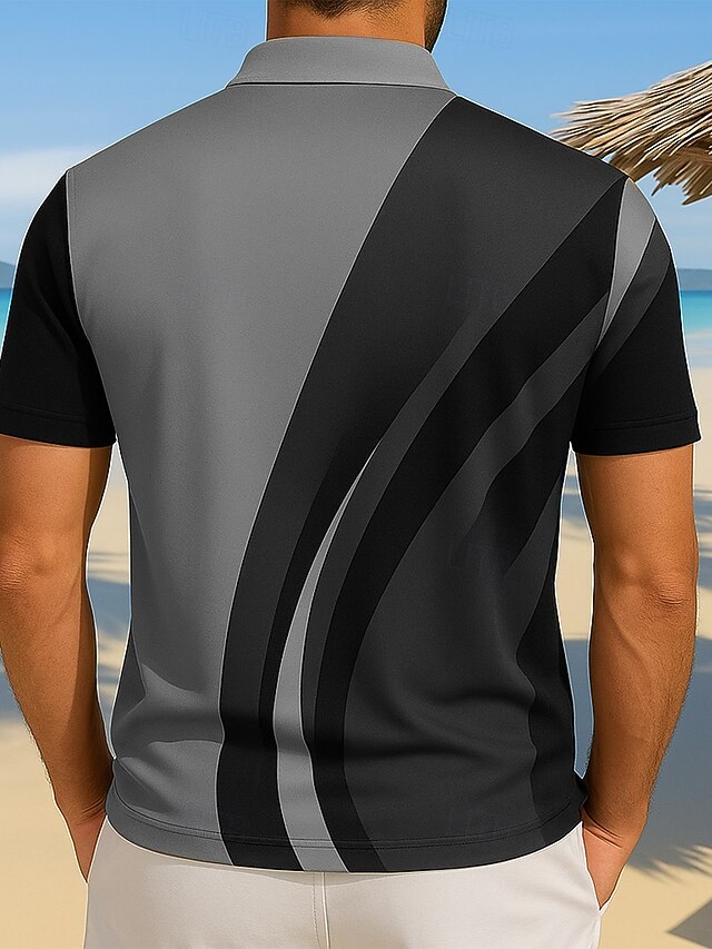 Men's Abstract Line Polo Short Sleeve Polo Shirts Collared Shirts ...