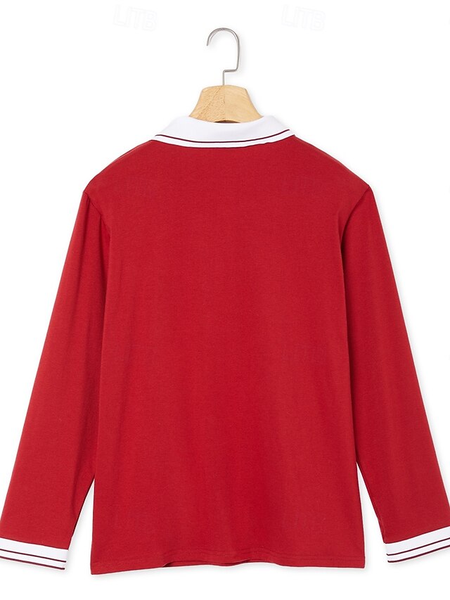 Men's Polo Shirt Button Up Polos Casual Sports Lapel Long Sleeve ...