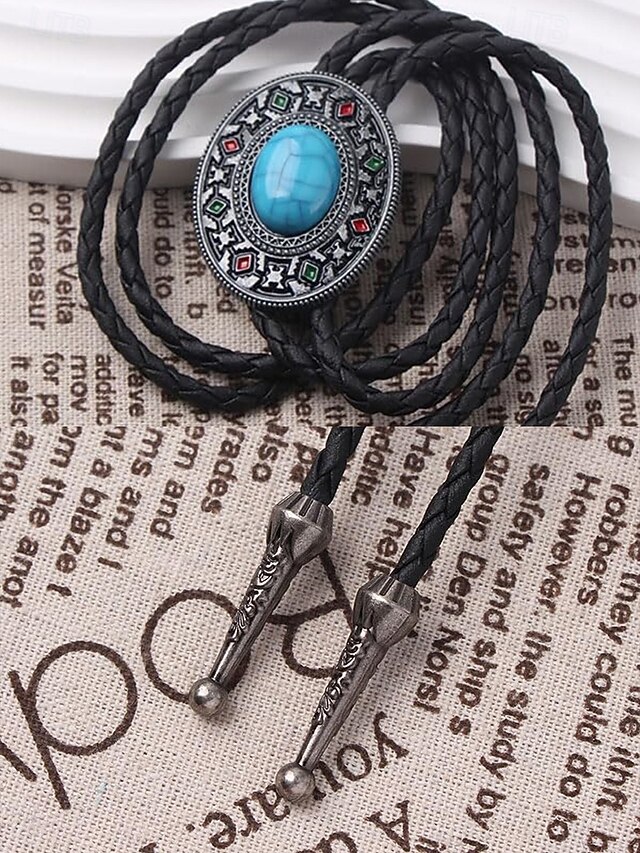 Men's Turquoise Bolo Tie Necklace – Western Cowboy Vintage Style ...