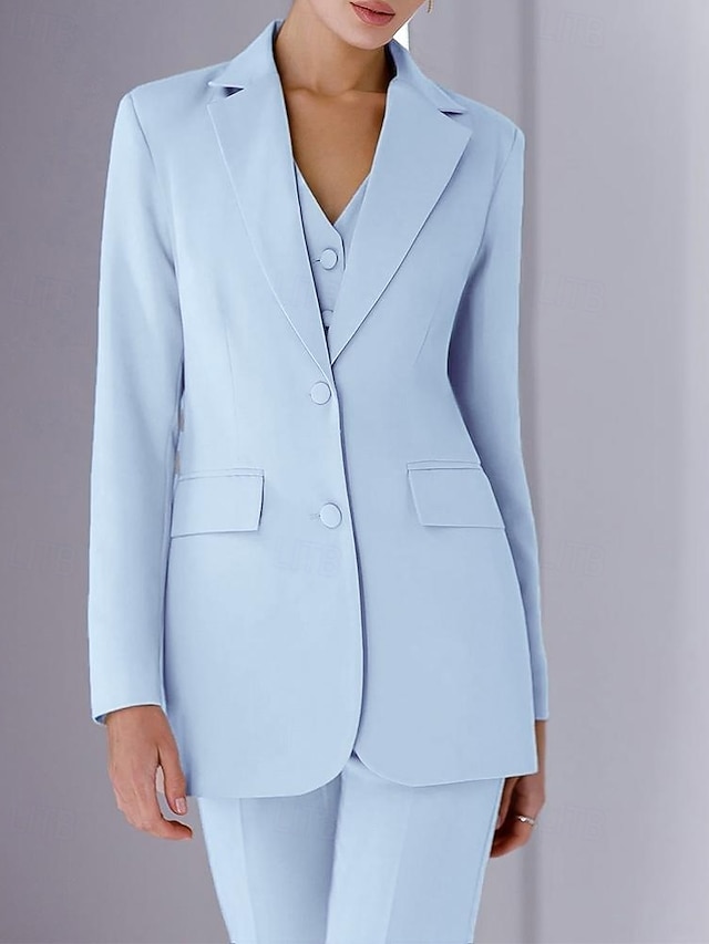 Women's 3 Pieces Suits Formal Wedding Guest Stretch Crepe Elegant ...