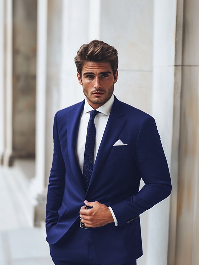 Men's Suits Business Wedding Grape Royal Blue Spring, Fall, Winter ...