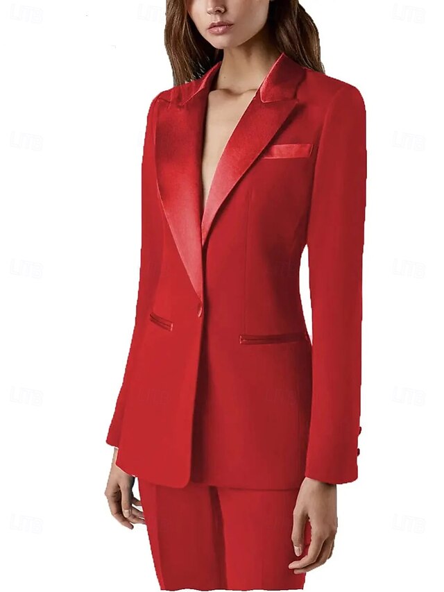 Women's 2 Pieces Suits Formal Wedding Guest Stretch Crepe Elegant ...