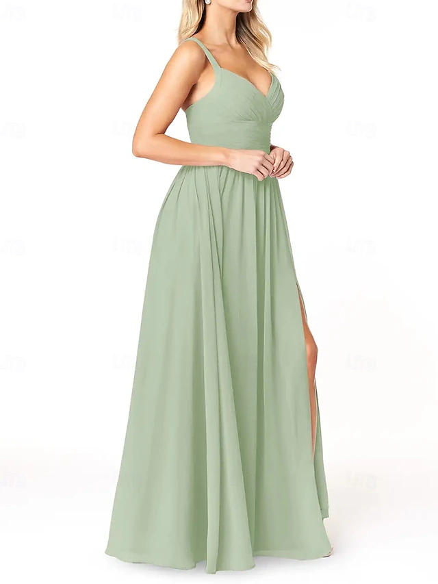 Robe de demoiselle d'honneur A-Line Décolleté en V Sans Manches ...