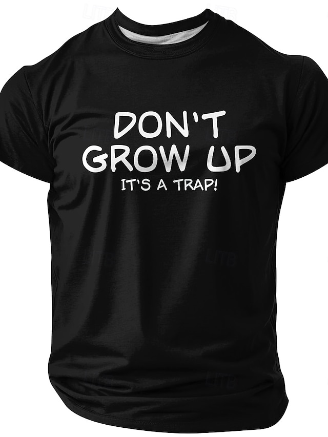 Men's Short Sleeve Red Funny Graphic T-Shirt: Don't Grow Up It's A Trap ...