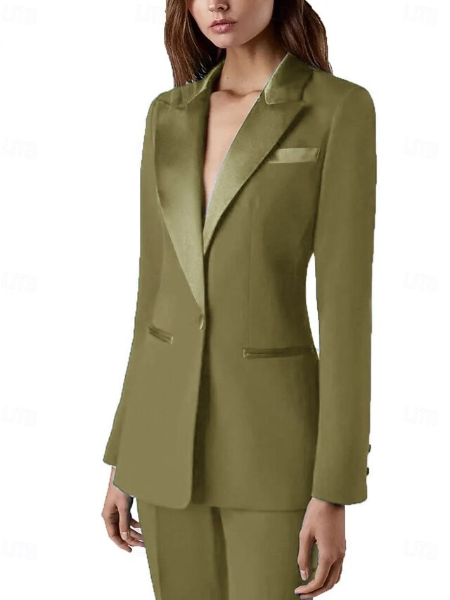 Women's 2 Pieces Suits Formal Wedding Guest Stretch Crepe Elegant ...
