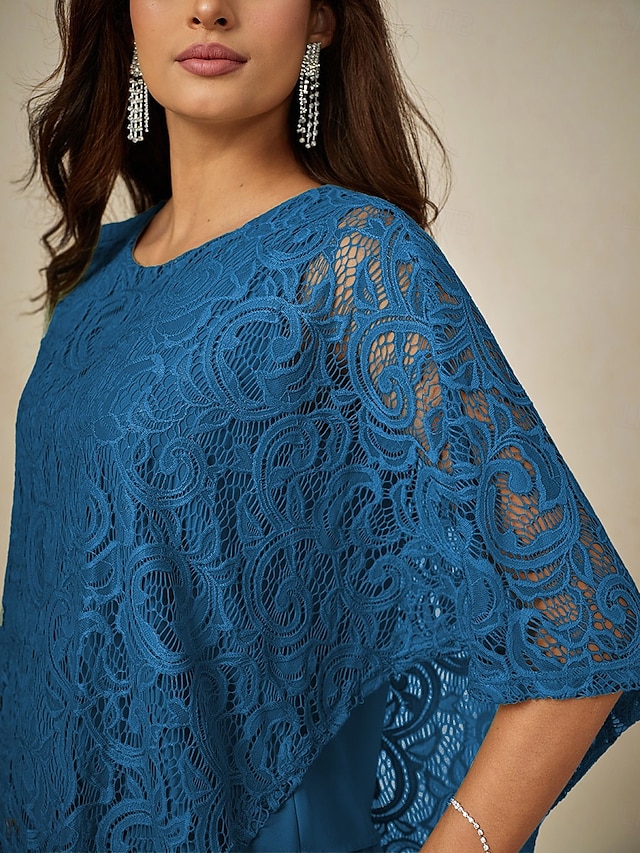 Women's Blouse Dressy Tops Lace Patchwork Layered Plain Elegant Half ...