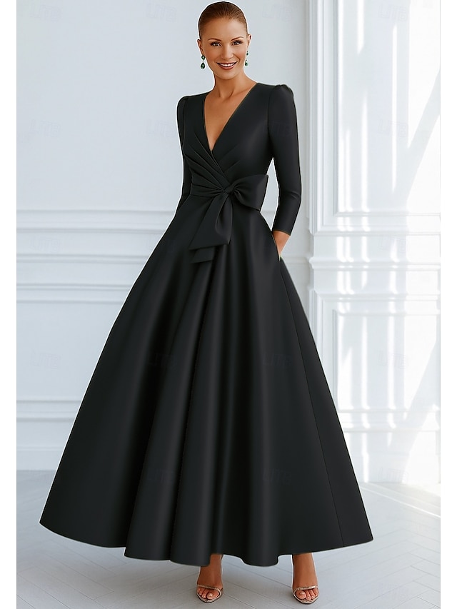 A-Line Floor Length Evening Gown Ball Gown Formal Dress Elegant Silky 3 ...