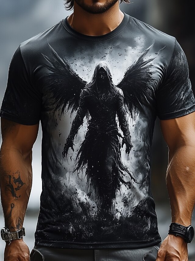 Men's Grim Reaper Angel Reaper T Shirt Short Sleeve T shirt 3D Print ...