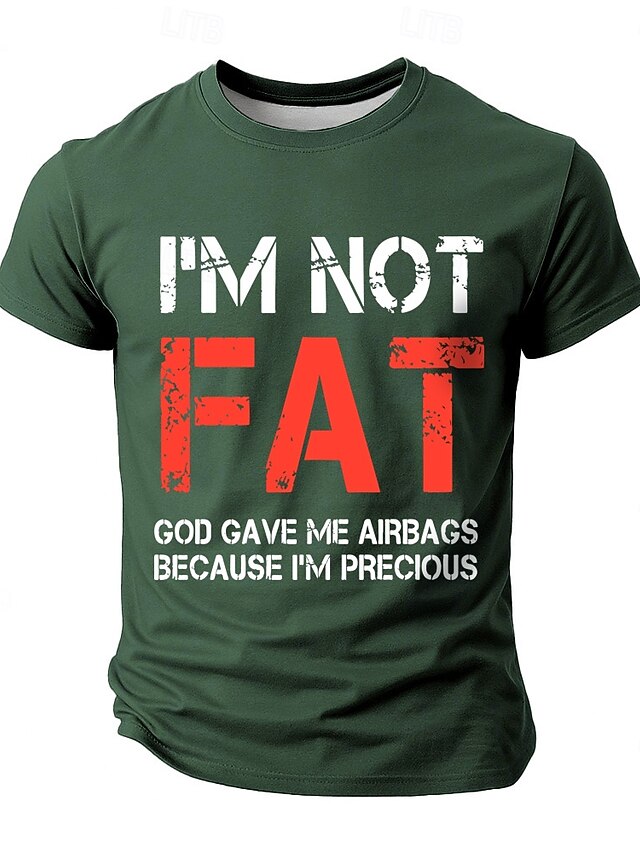 Mens Graphic T-Shirt Short Sleeve Funny Pun: I'm Not Fat God Gave Me ...
