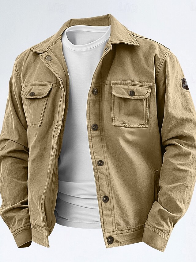Men's Cargo Jacket Tactical Jacket Chore Jacket Casual Going out ...