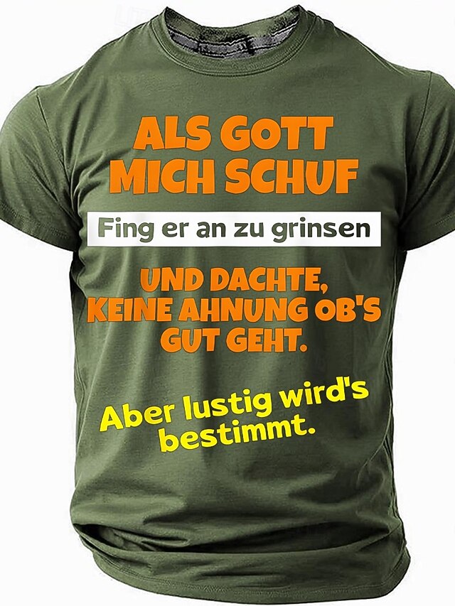 Men's Funny Graphic T-Shirt | "When God Created Me" Humorous Quote ...